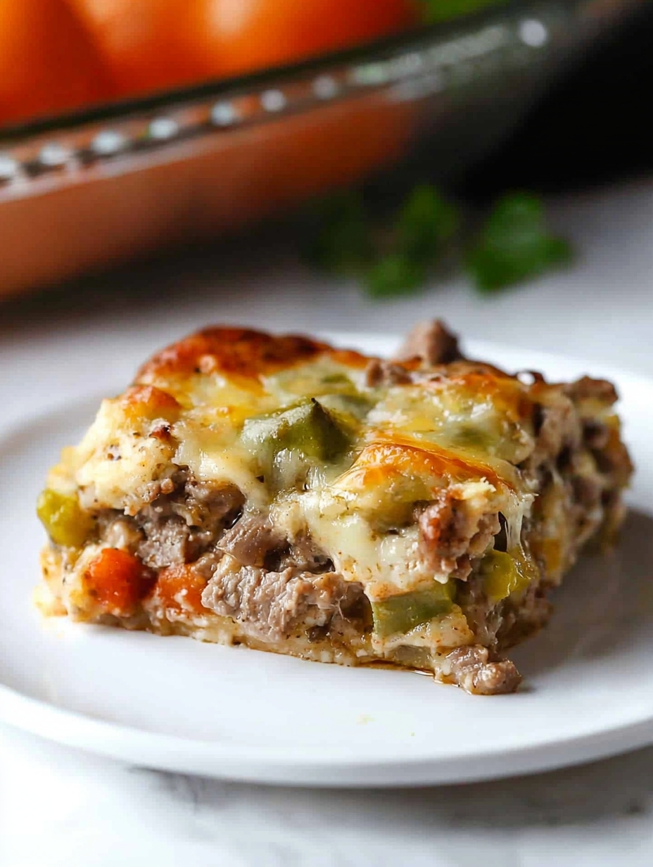 Philly Cheese Steak Casserole - It's Not About Nutrition