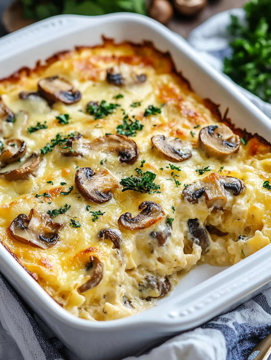 Baked Cheesy Mushroom Casserole - It's Not About Nutrition