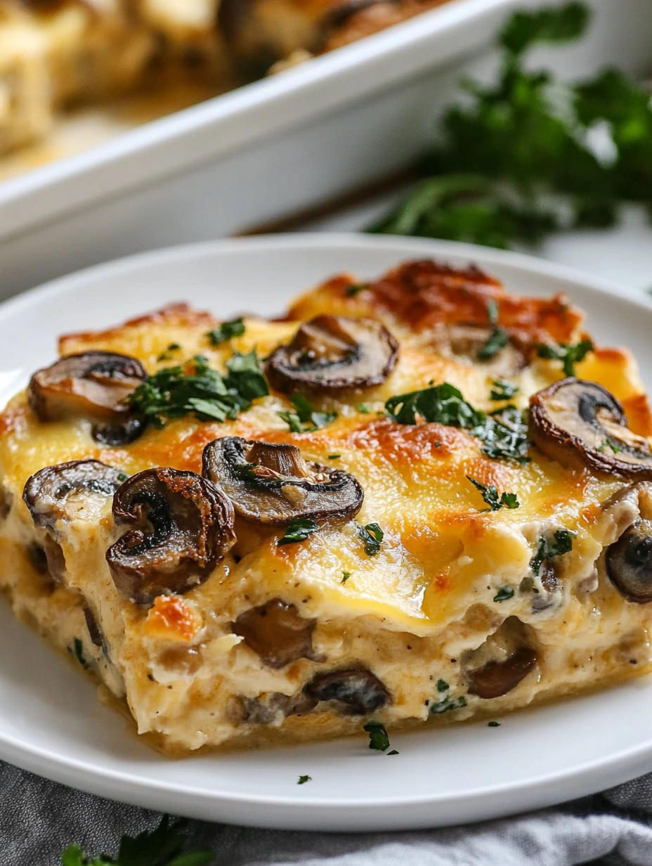 Baked Cheesy Mushroom Casserole - It's Not About Nutrition