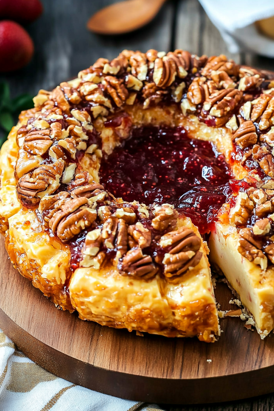 Pecan Cheddar Cheese Ring with Strawberry Preserves Recipe - It's Not ...