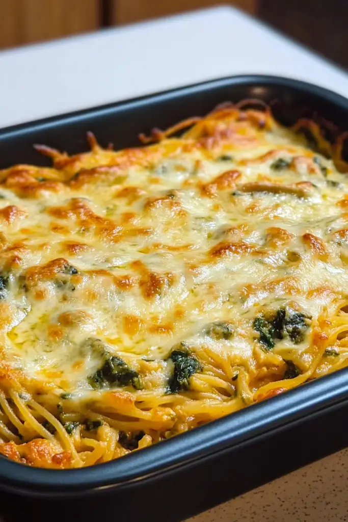 Baked Spinach Chicken Spaghetti - It's Not About Nutrition