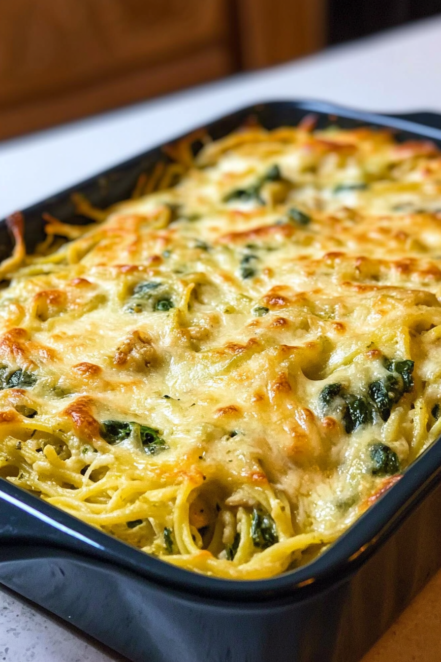 Baked Spinach Chicken Spaghetti - It's Not About Nutrition