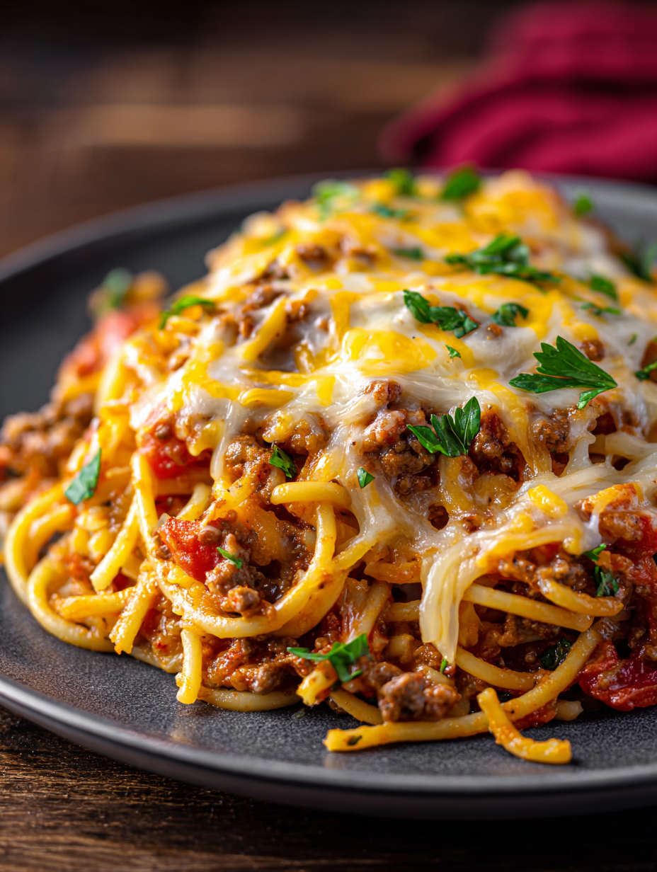 Slow Cooker 4-Ingredient Cheesy Spaghetti - It's Not About Nutrition