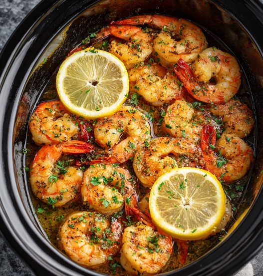 Slow Cooker 5-Ingredient Garlic Butter Shrimp - It's Not About Nutrition