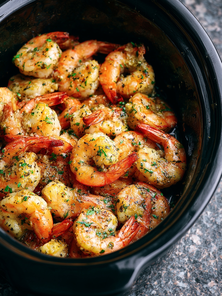 Slow Cooker 5-Ingredient Garlic Butter Shrimp - It's Not About Nutrition