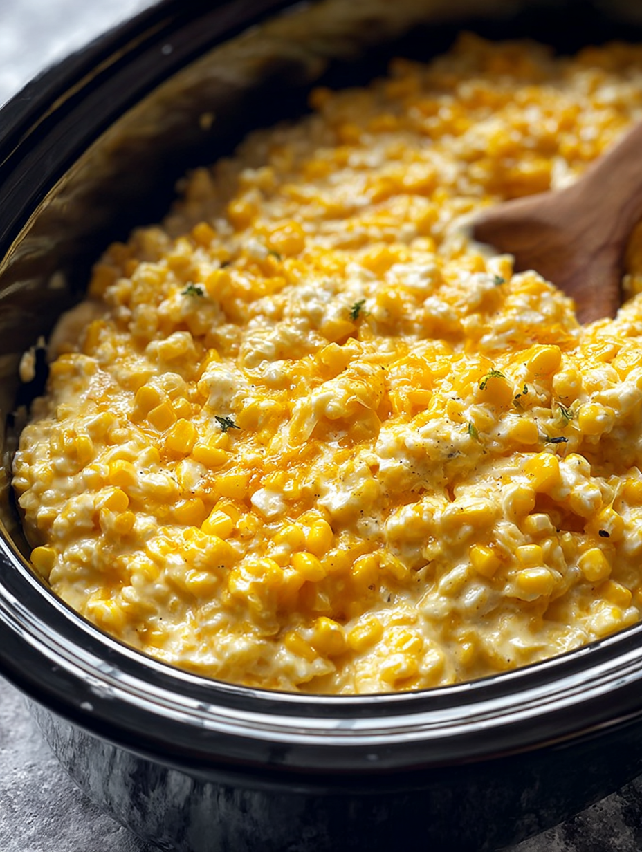 Slow Cooker Cream Cheese Corn Casserole - It's Not About Nutrition