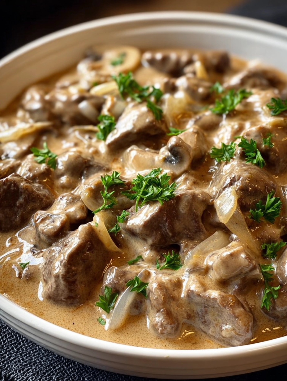 Slow Cooker 4-Ingredient Beef Stroganoff Pasta - It's Not About Nutrition