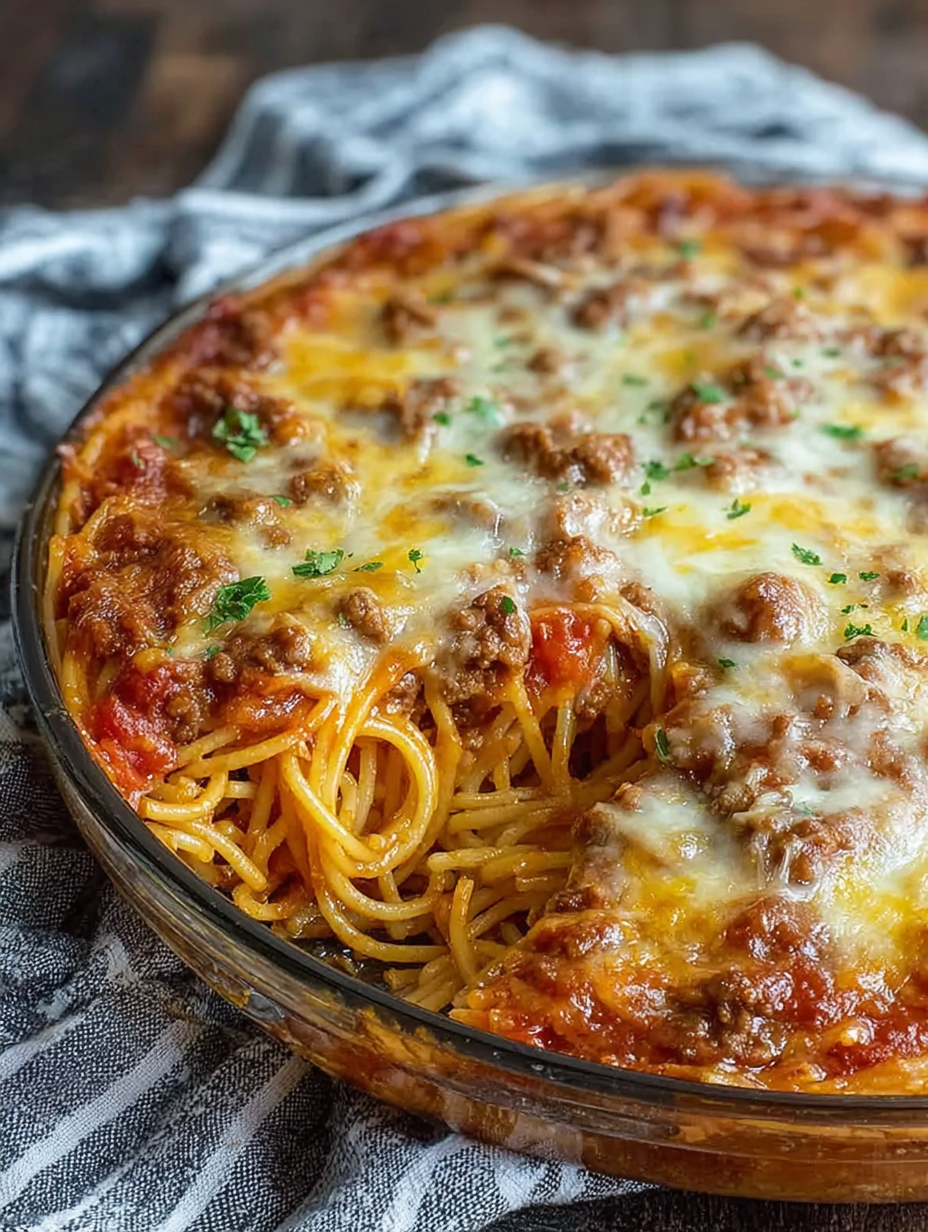 Old-Fashioned Beef Spaghetti Pie - It's Not About Nutrition