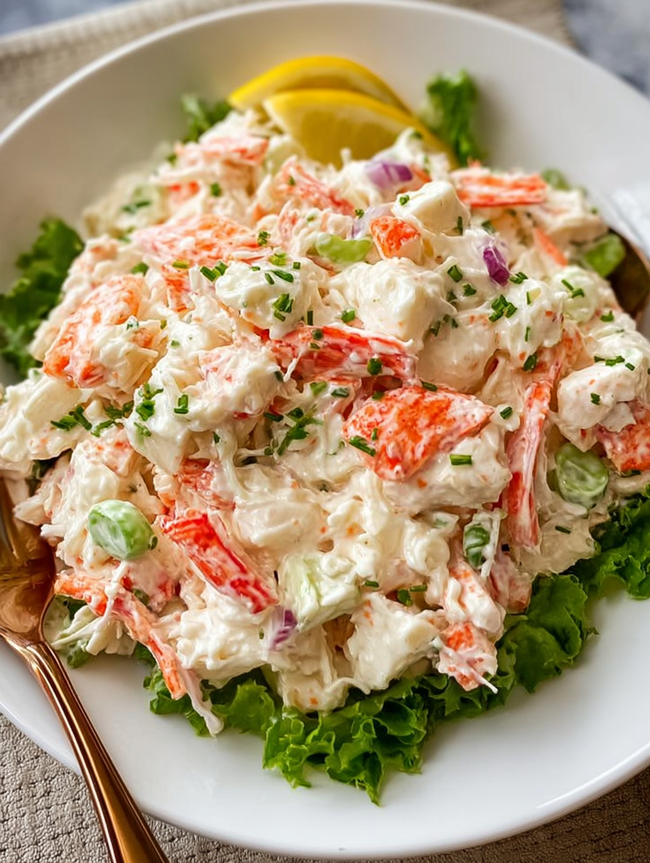 Creamy Seafood Salad with Imitation Crab - It's Not About Nutrition