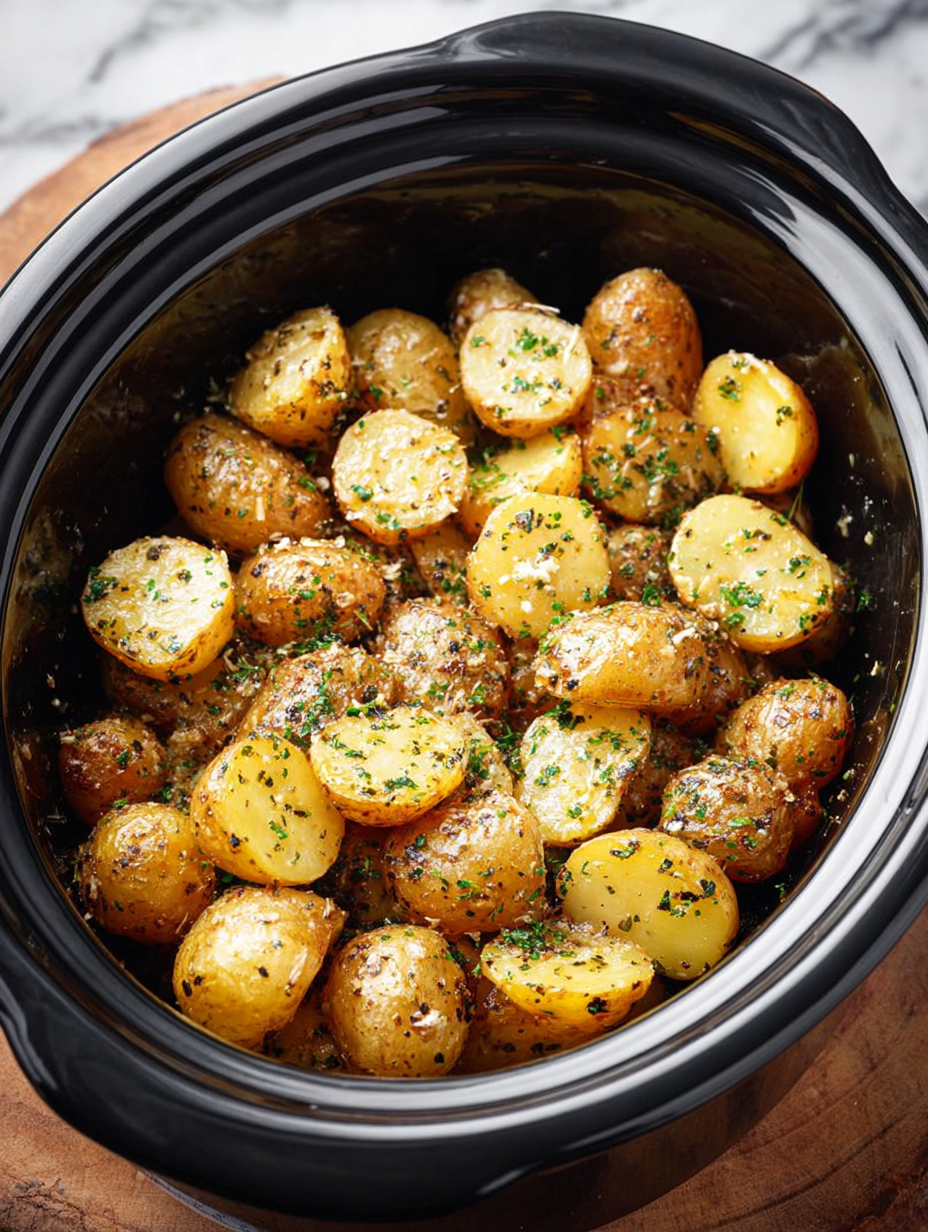 Slow Cooker Garlic Parmesan Potatoes (4 Ingredients, Peak Comfort) - It ...