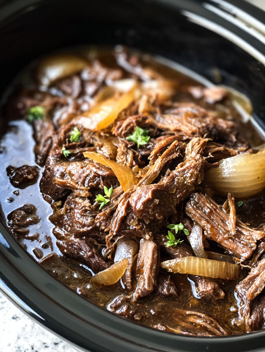 Slow Cooker French Onion Beef (3 Ingredients, Big Flavor) - It's Not ...