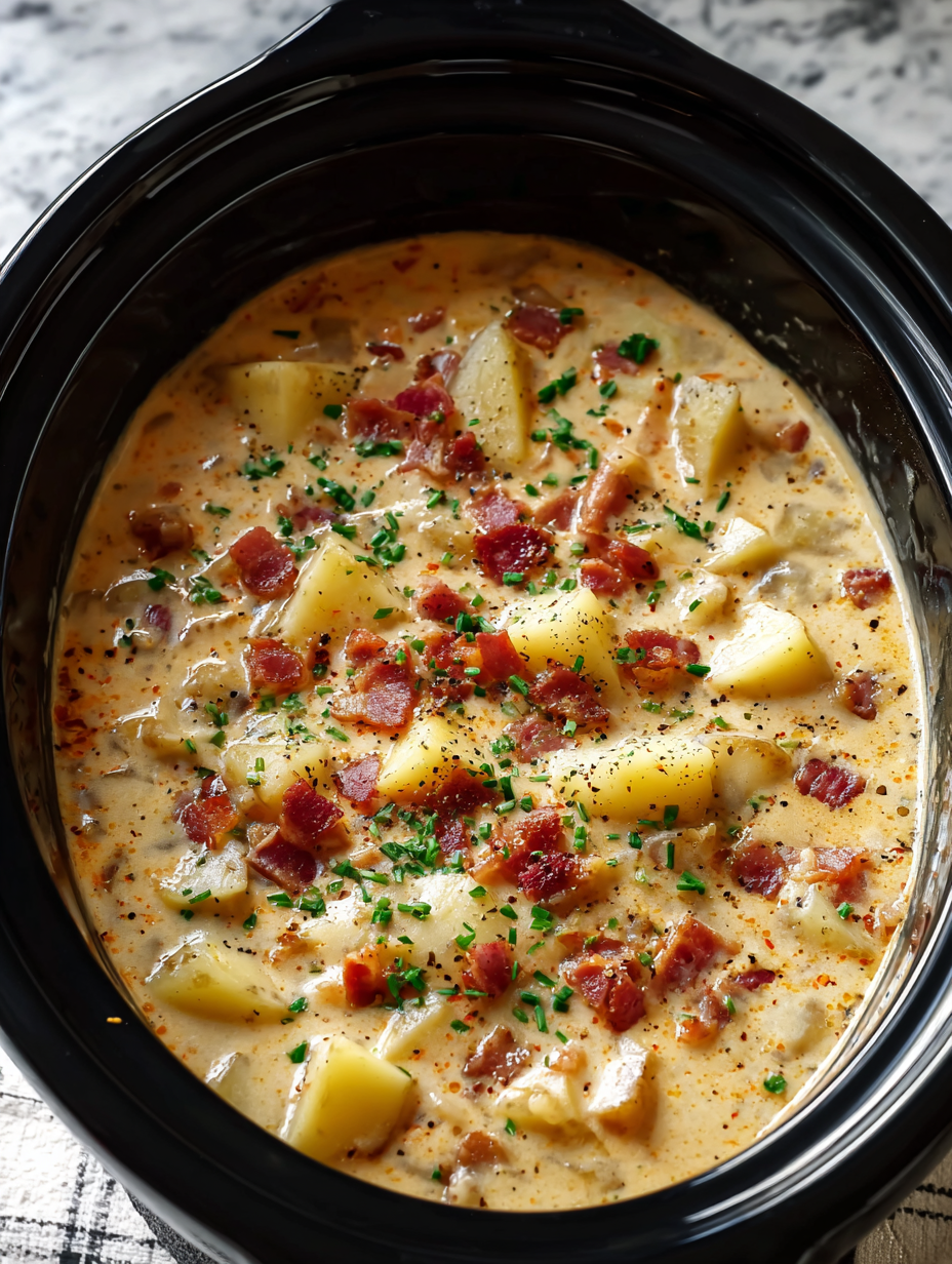 Slow Cooker Potato Bacon Chowder - It's Not About Nutrition