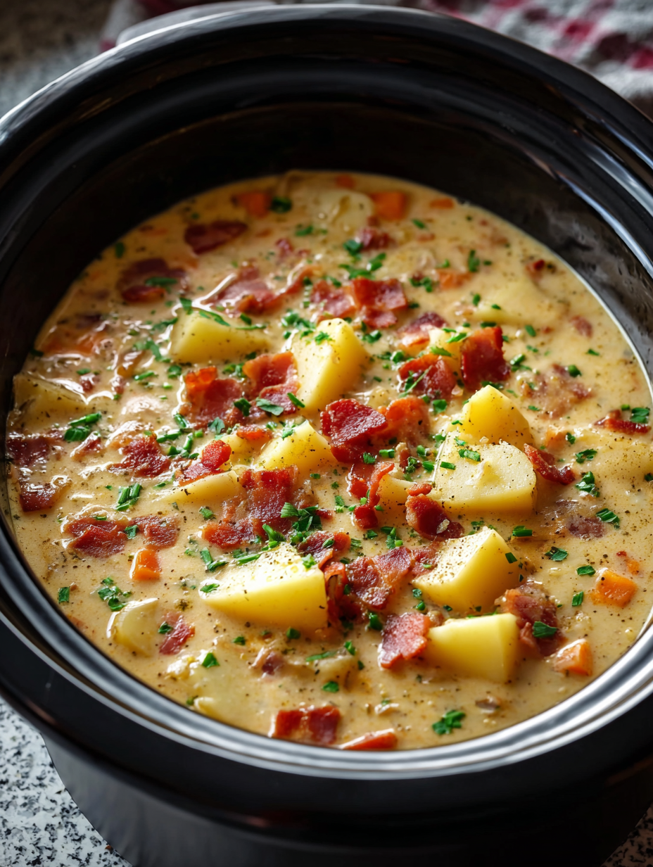 Slow Cooker Potato Bacon Chowder - It's Not About Nutrition