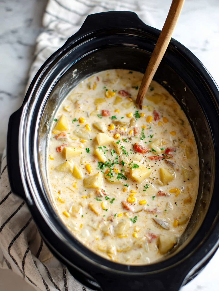 5-Ingredient Slow Cooker Potato Corn Chowder - It's Not About Nutrition