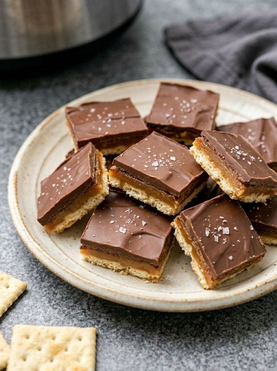 Slow Cooker Saltine Caramel Chocolate Dessert - It's Not About Nutrition