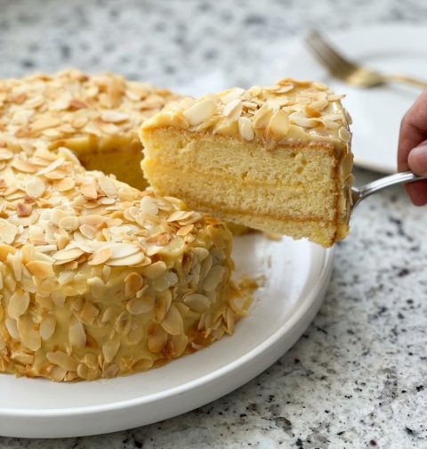 Easy Almond Custard Cake Recipe - It's Not About Nutrition