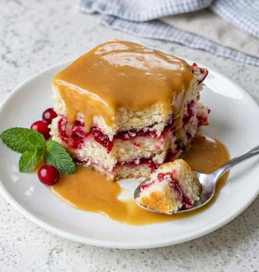 Cranberry Cake with Lemon Butter Sauce - It's Not About Nutrition